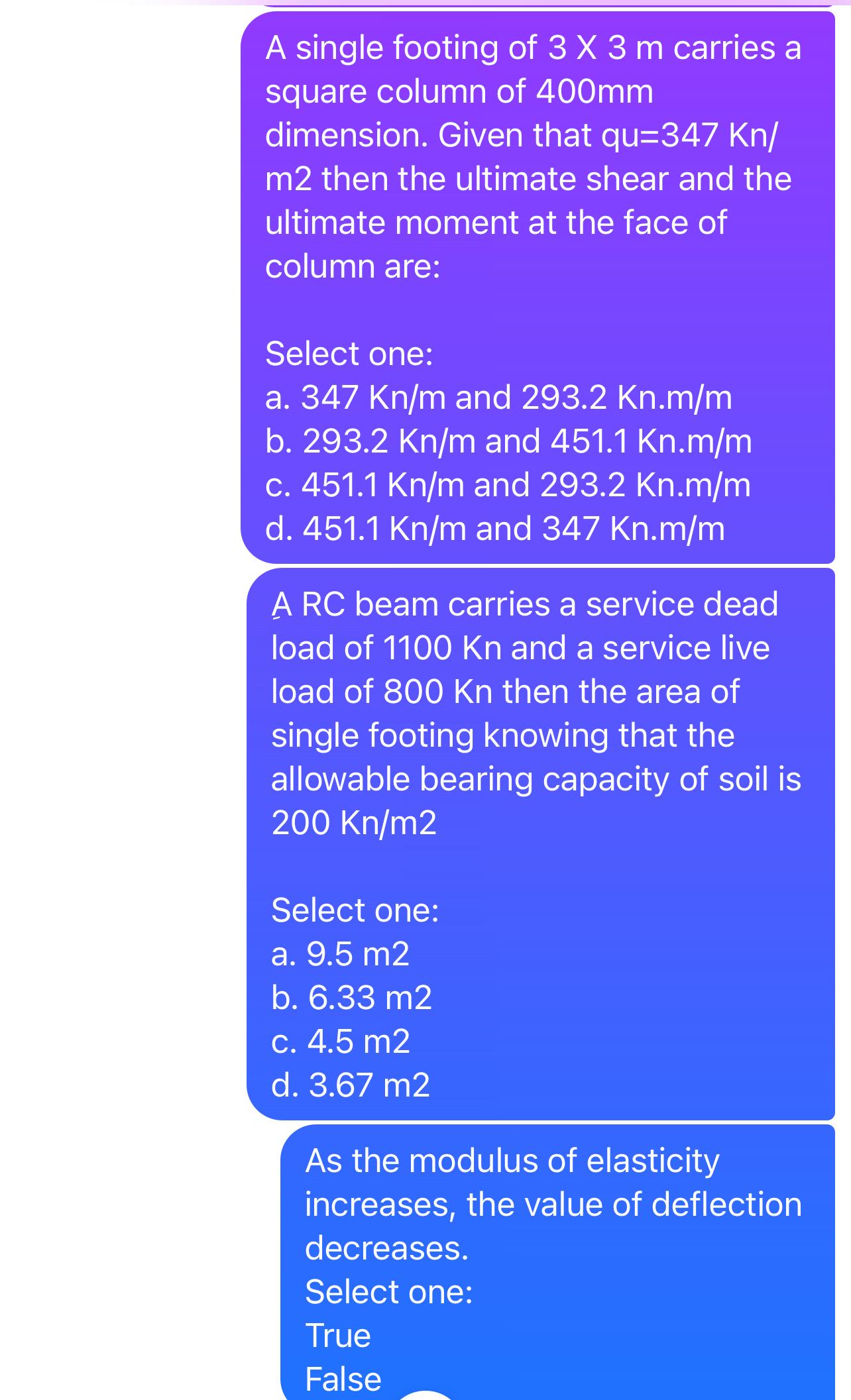 Solved A single footing of 3×3m ﻿carries a square column of | Chegg.com
