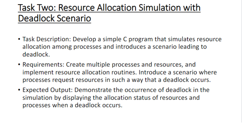 Solved Task Two Resource Allocation Simulation Withdeadlock 3382