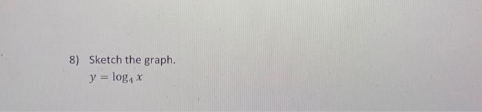 Solved 8) Sketch the graph. y = log, x | Chegg.com