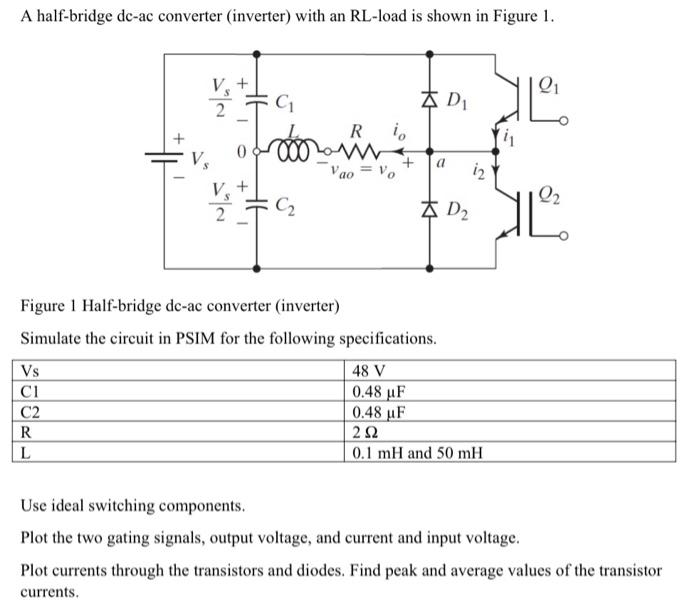 Solved A half-bridge de-ac converter (inverter) with an | Chegg.com