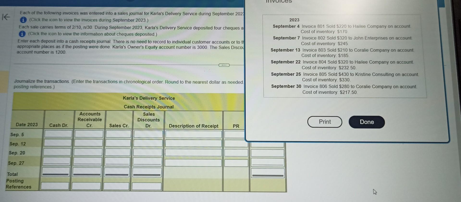 Solved Each of the following invoices was entered into a | Chegg.com