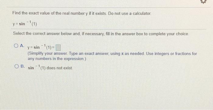Solved Find the exact value of the real number y if it | Chegg.com