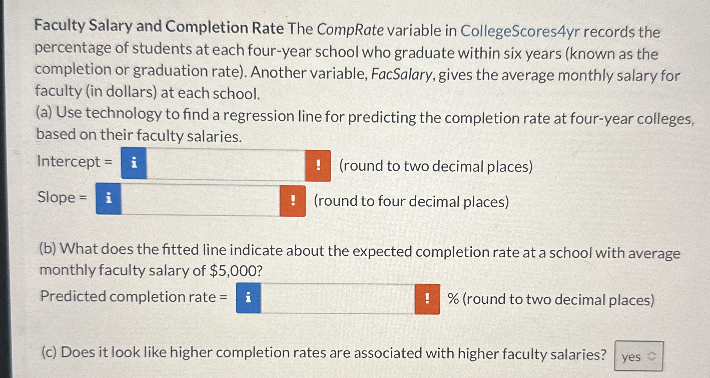 Solved Faculty Salary and Completion Rate The CompRate | Chegg.com