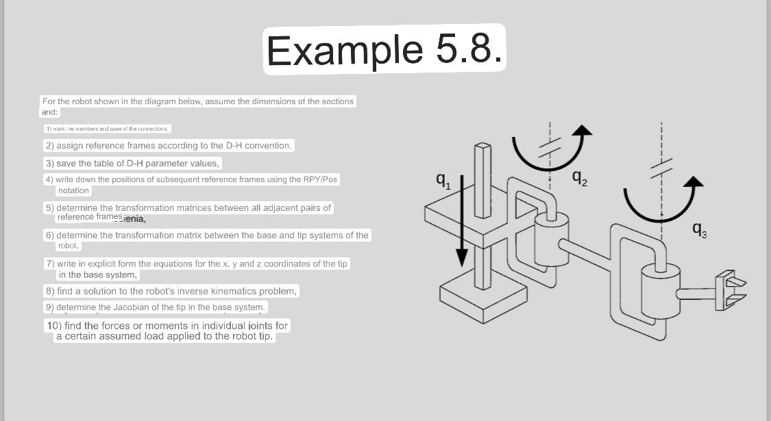Solved Example 5.8. ﻿For the robot shown in the diagram | Chegg.com