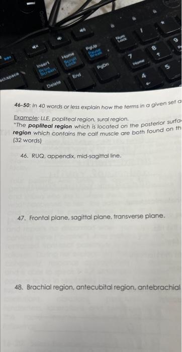 46-50: In 40 words or less explain how the terms in a | Chegg.com