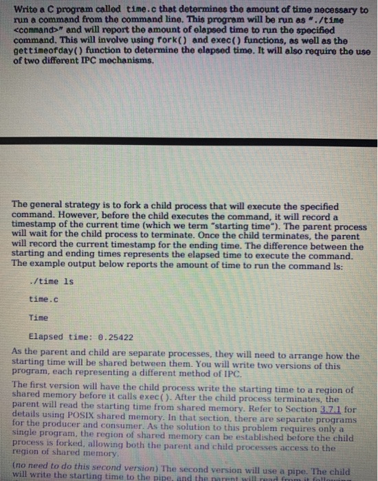 Write A C Program Called Timec That Determines The