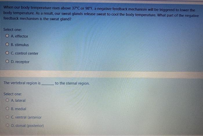 Solved When our body temperature rises above 37°C or 98"F, a | Chegg.com