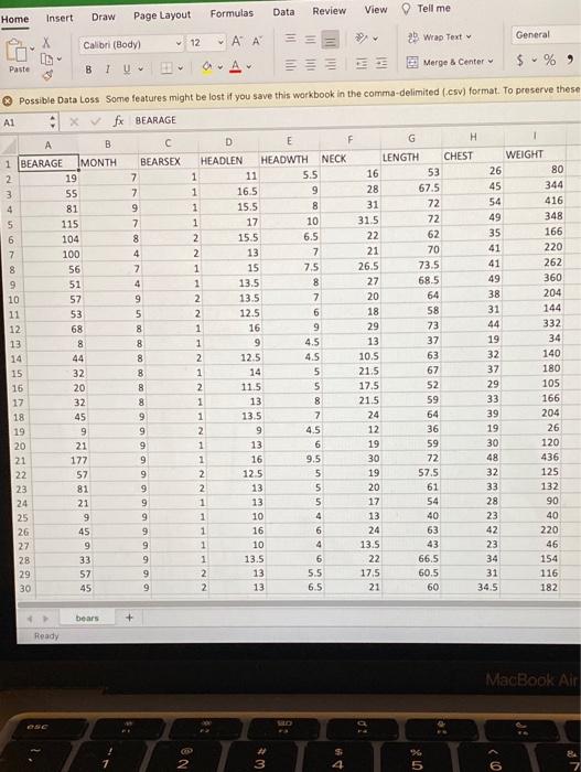 Solved 3 Use The Table Bears Bearsex Function To Tally The