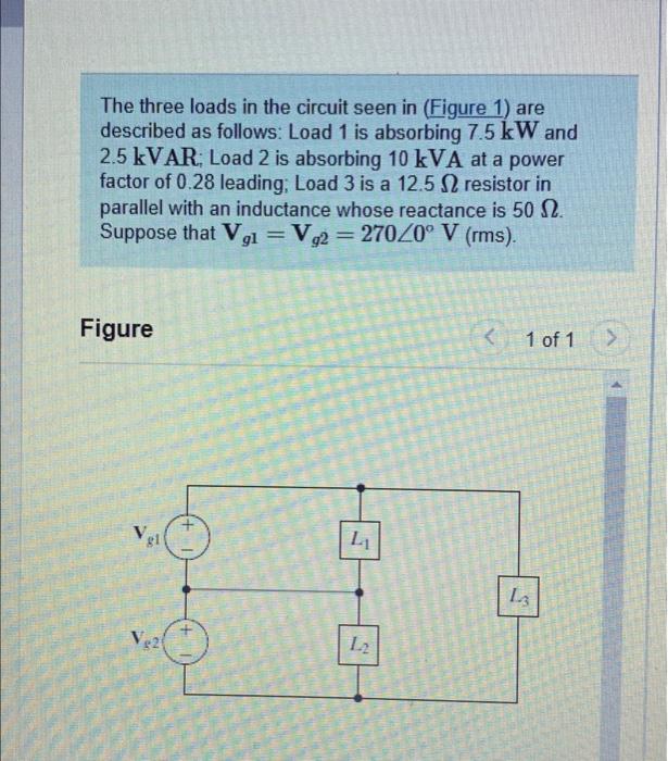 Solved The three loads in the circuit seen in (Figure 1) are | Chegg.com