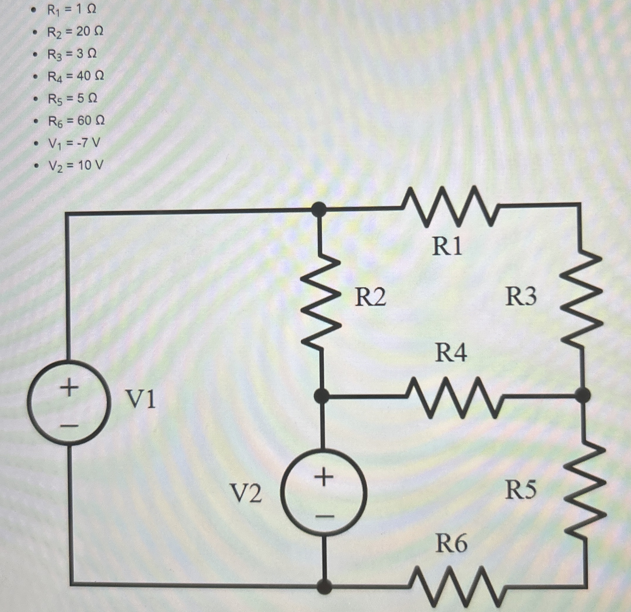 Solved R1=1Ω ﻿- R2=20Ω ﻿- R3=3Ω ﻿- R4=40Ω ﻿- R5=5Ω ﻿- R6=60Ω | Chegg.com