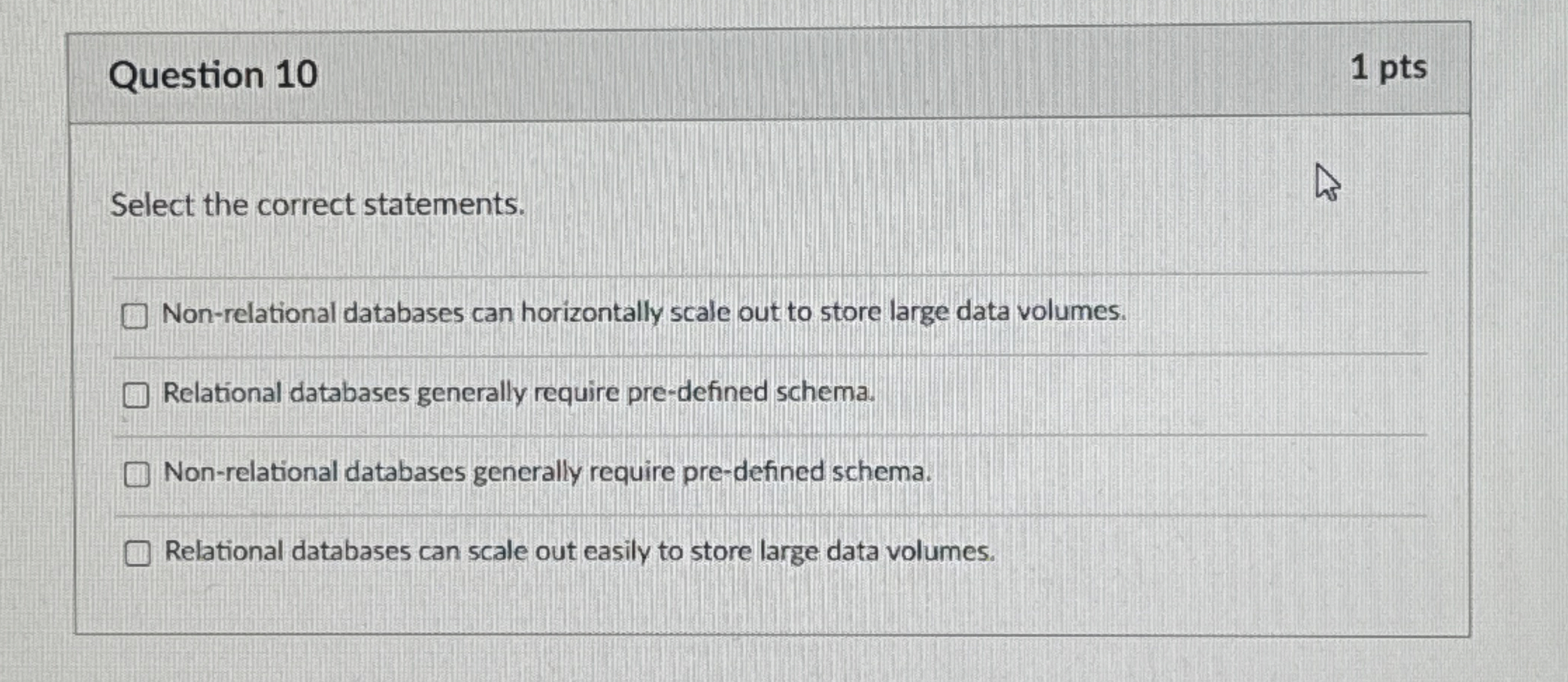 Solved Question 101 ﻿ptsSelect the correct | Chegg.com