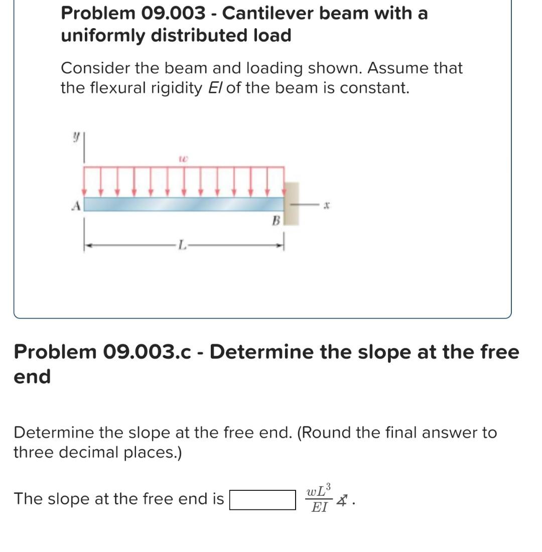 Solved Problem 09.003 - Cantilever beam with a uniformly | Chegg.com