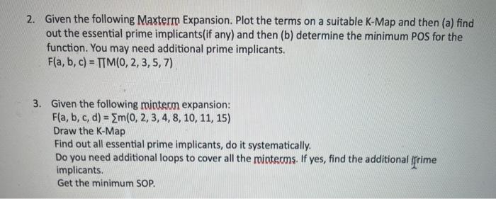Solved 2. Given the following Maxterm Expansion. Plot the | Chegg.com