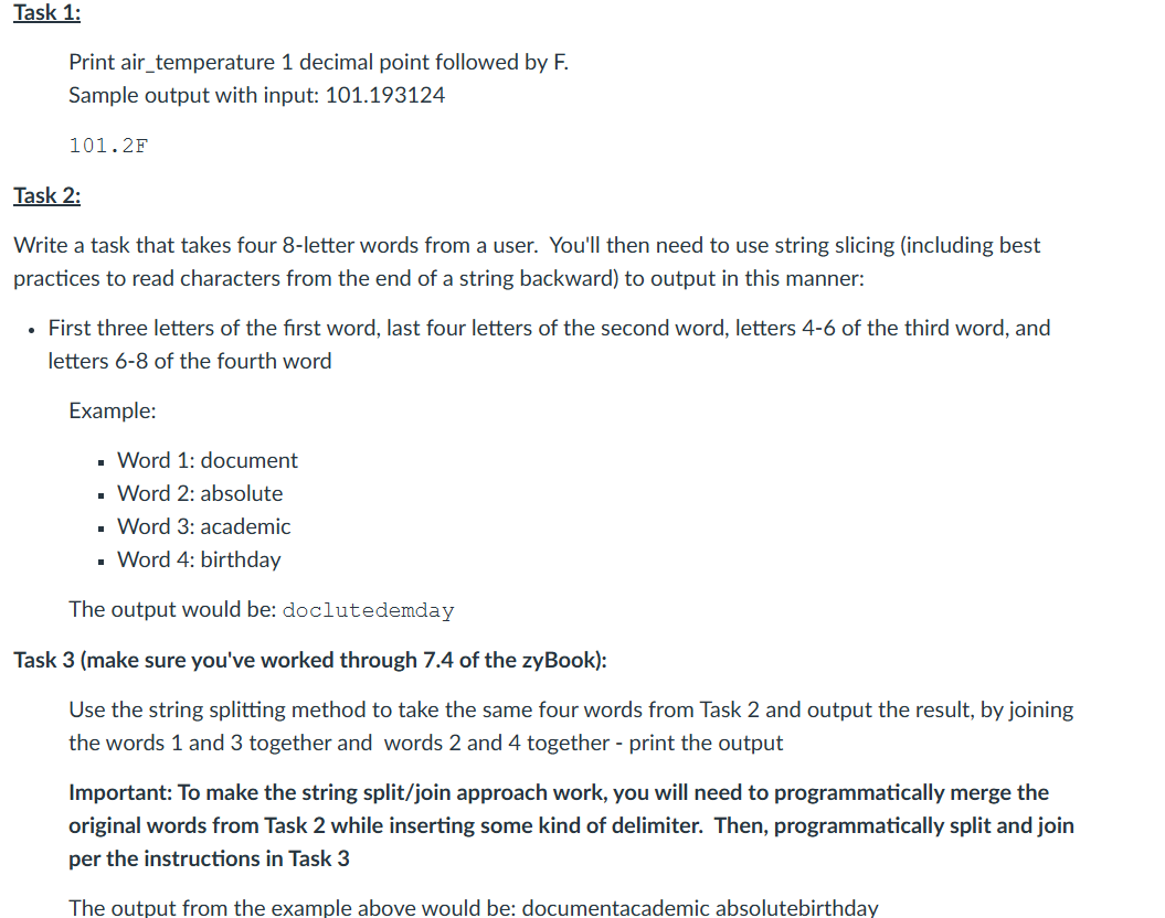 Solved Task 1: Print air_temperature 1 ﻿decimal point | Chegg.com