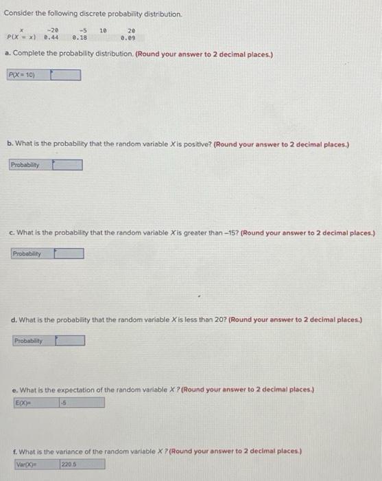 Solved Consider the following discrete probability | Chegg.com