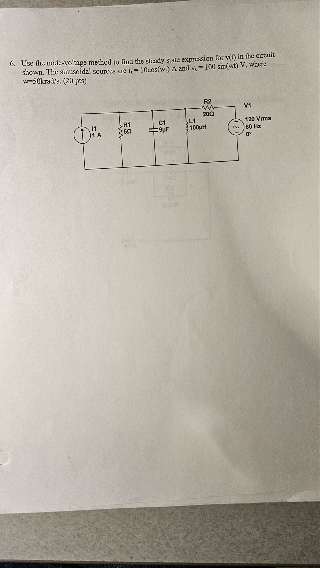Solved Use the node-voltage method to find the steady state | Chegg.com