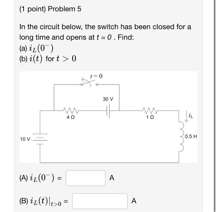 Solved In the circuit below, the switch has been closed for | Chegg.com