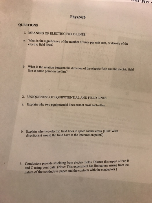 Solved TIL FIETS Phys2426 QUESTIONS 1. MEANING OF ELECTRIC | Chegg.com
