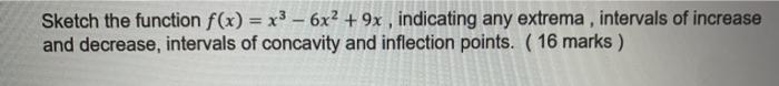 Solved Sketch the function f(x) = x3 - 6x2 + 9x, indicating | Chegg.com