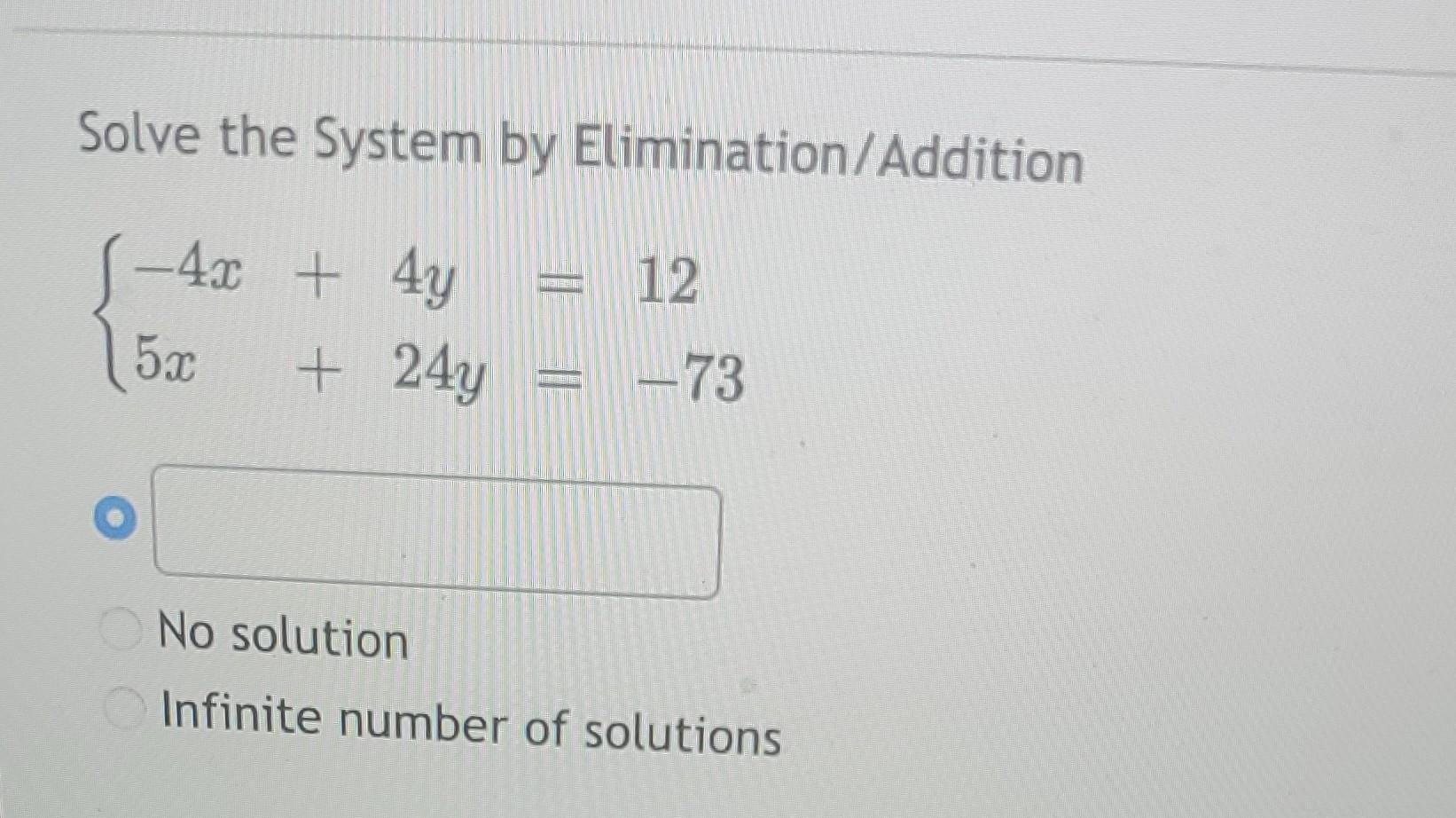 Solved Solve the System by Elimination/Addition | Chegg.com
