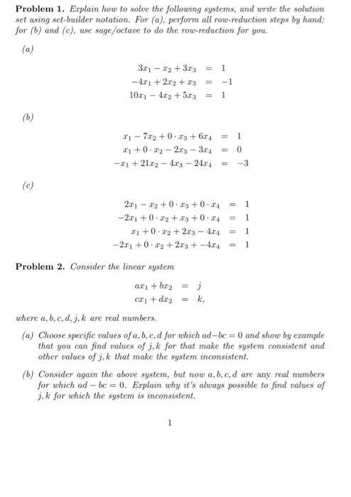 Solved Problem 1. Explain how to solve the following | Chegg.com