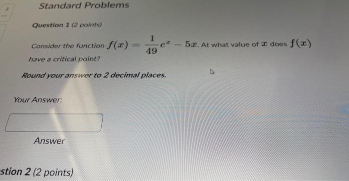 Solved Question 1 ( 2 points) Consider the function | Chegg.com