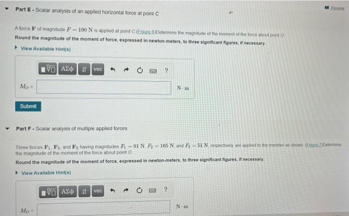 Solved Part A Scalar analysis of an applied horontal force | Chegg.com