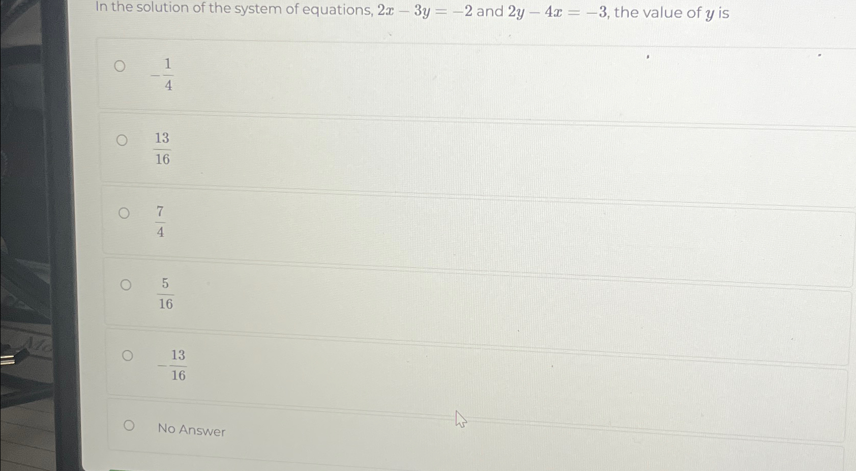 Solved In the solution of the system of equations, 2x-3y=-2 | Chegg.com