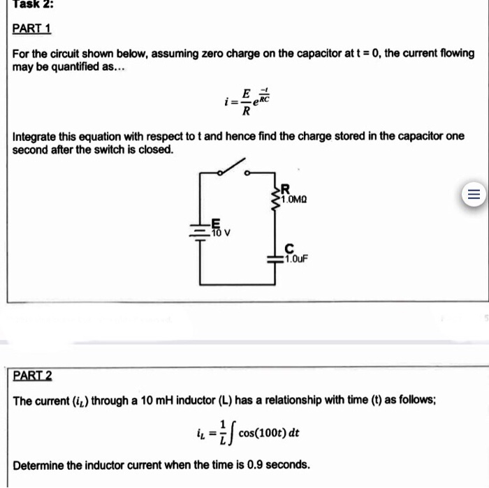 Solved Task 2: PART 1 For the circuit shown below, assuming | Chegg.com