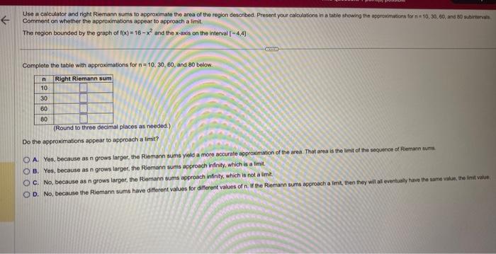 Solved Comment on whether the approximations appear to | Chegg.com
