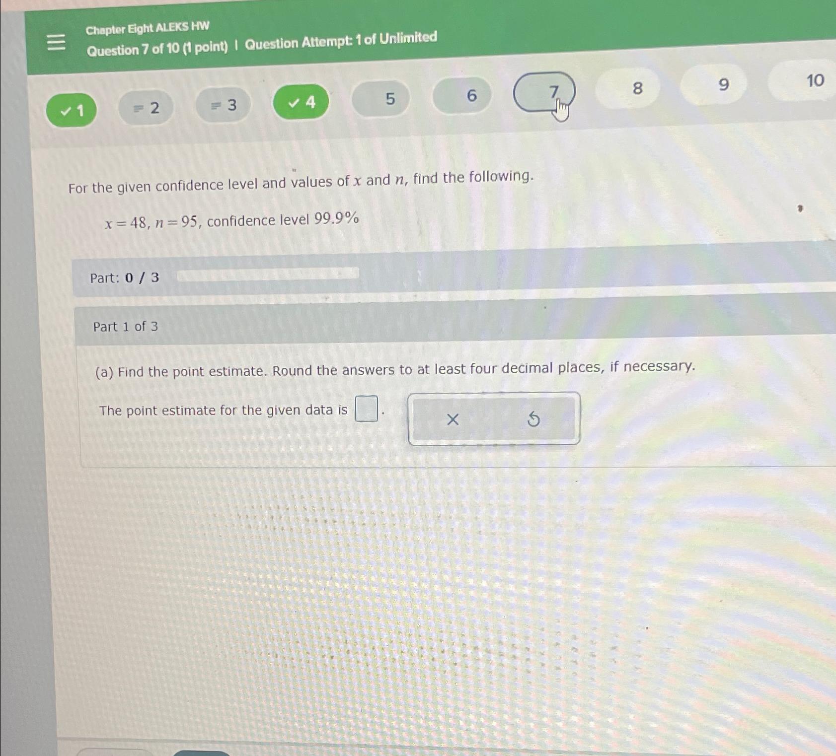 Solved Chapter Eight ALEKS HWQuestion 7 ﻿of 10 ( 1 ﻿point) | | Chegg.com