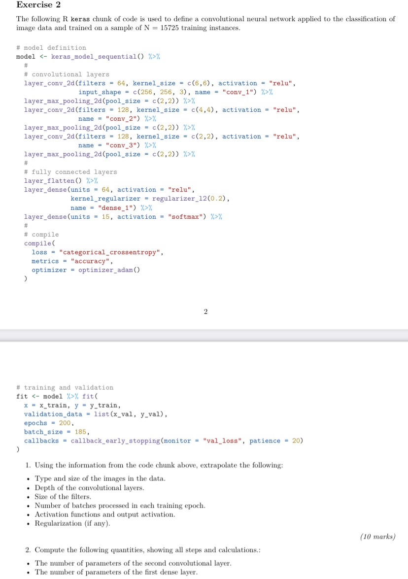Solved Exercise 2The following R ﻿keras chunk of code is | Chegg.com