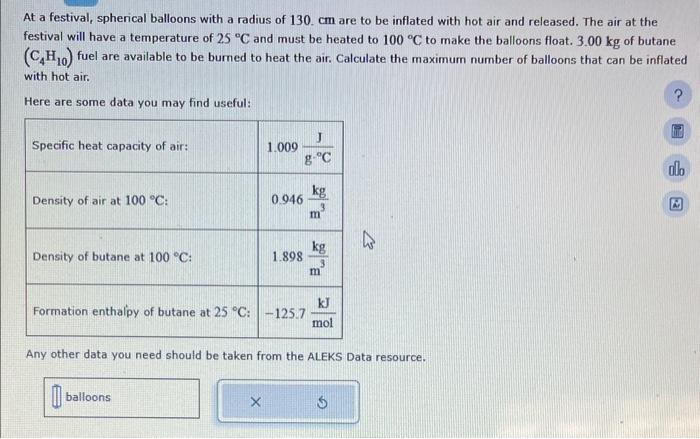Solved At a festival, spherical balloons with a radius of | Chegg.com