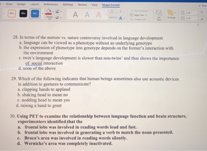 Solved - Draw Design Layout References Mailings Review View | Chegg.com