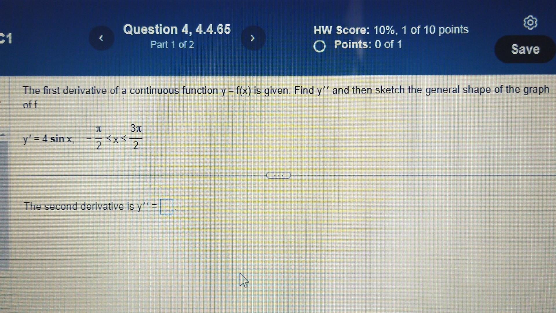 Solved The first derivative of a continuous function y=f(x) | Chegg.com