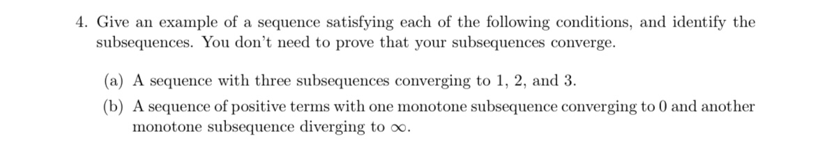 Solved Give an example of a sequence satisfying each of the | Chegg.com