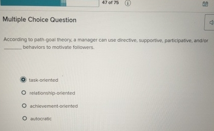 Solved Multiple Choice QuestionAccording to path goal | Chegg.com