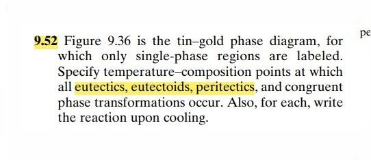 Solved pe 9.52 Figure 9.36 is the tin-gold phase diagram, | Chegg.com