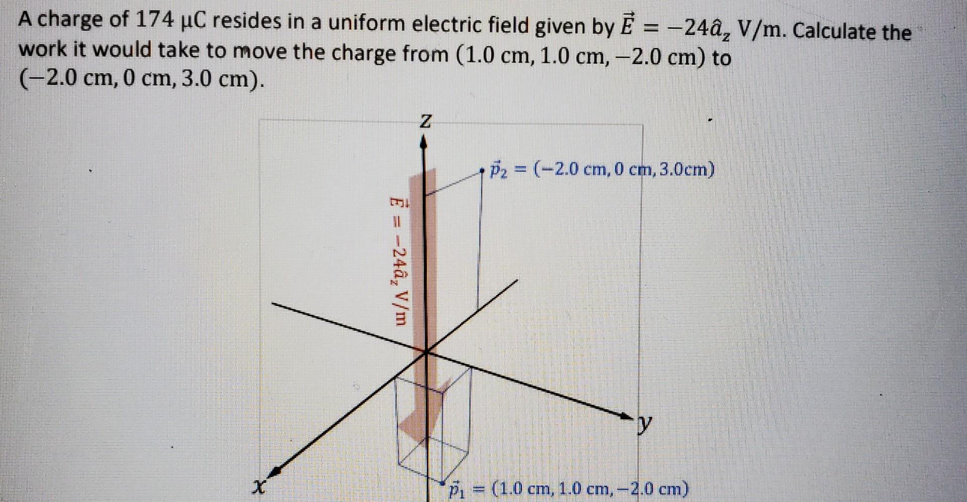 Solved A charge of 174μC resides in a uniform electric field | Chegg.com
