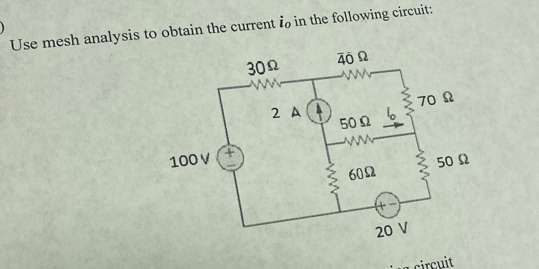 Solved Use mesh analysis to obtain the current io ﻿in the | Chegg.com