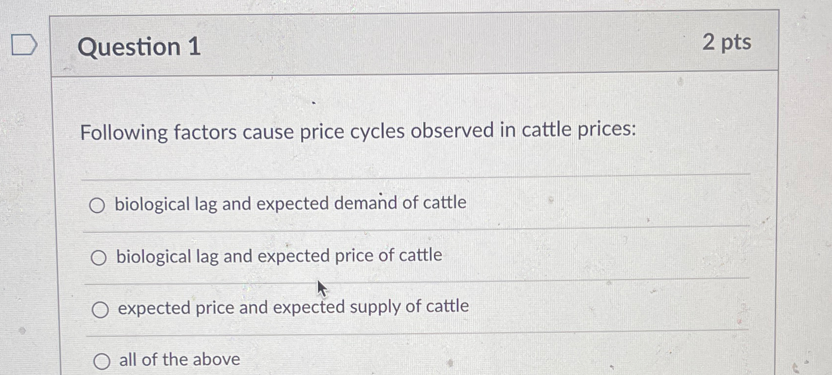 Solved Question 12 ﻿ptsFollowing factors cause price cycles | Chegg.com