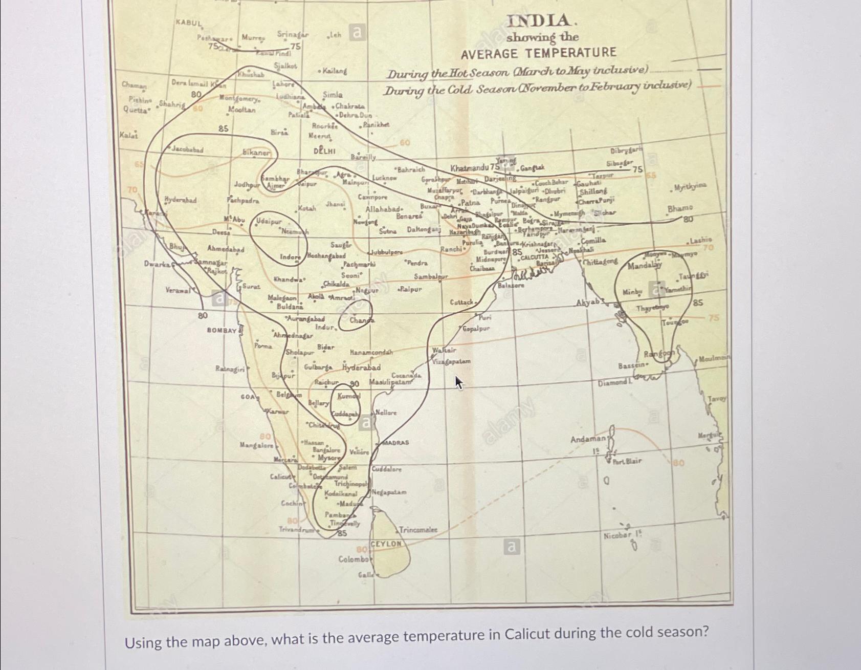 Solved Using the map above, what is the average temperature | Chegg.com