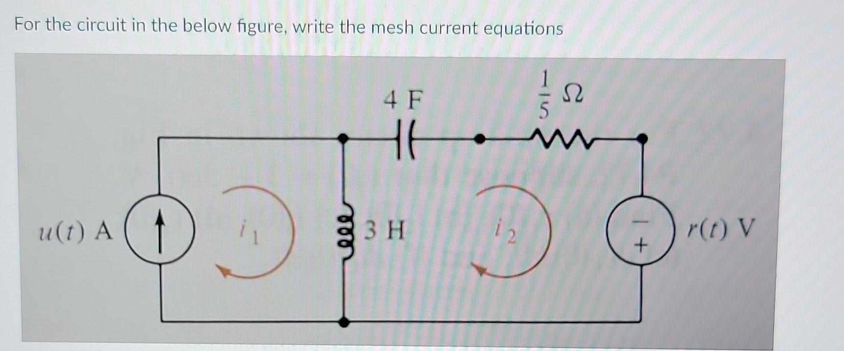 Solved For the circuit in the below figure, write the mesh | Chegg.com