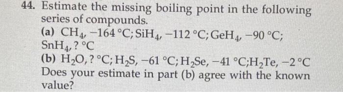Solved 4. Estimate the missing boiling point in the | Chegg.com