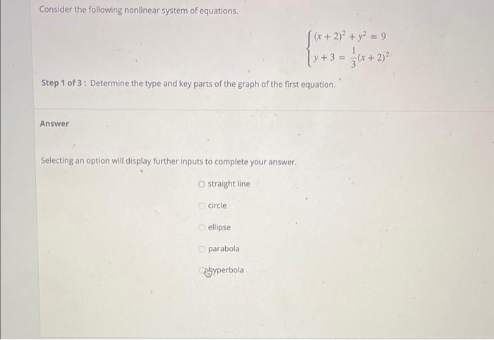 Solved Consider the following nonlinear system of equations. | Chegg.com