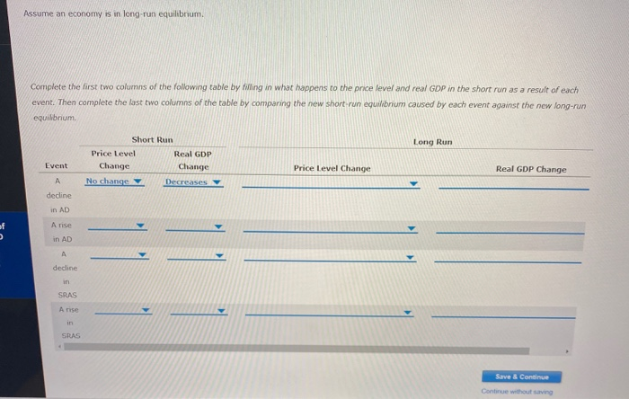 Solved Assume an economy is in long-run equilibrium. | Chegg.com