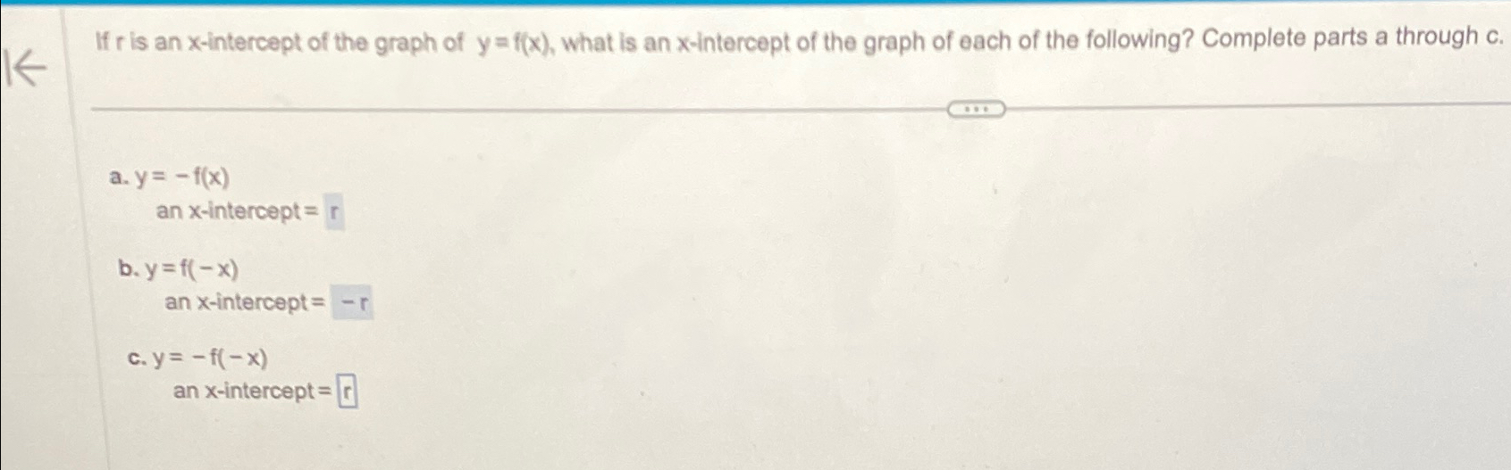 Solved If r ﻿is an x-intercept of the graph of y=f(x), ﻿what | Chegg.com