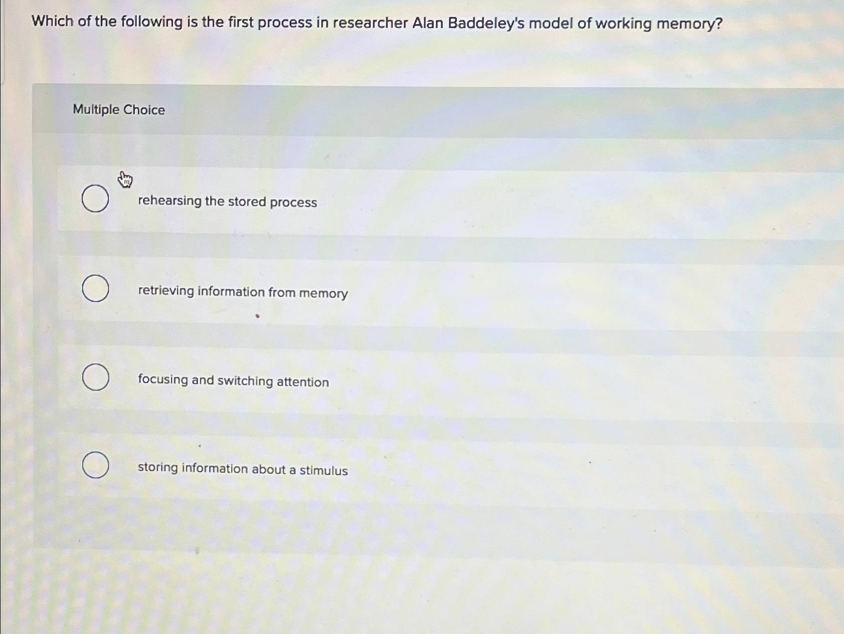 Solved Which of the following is the first process in | Chegg.com