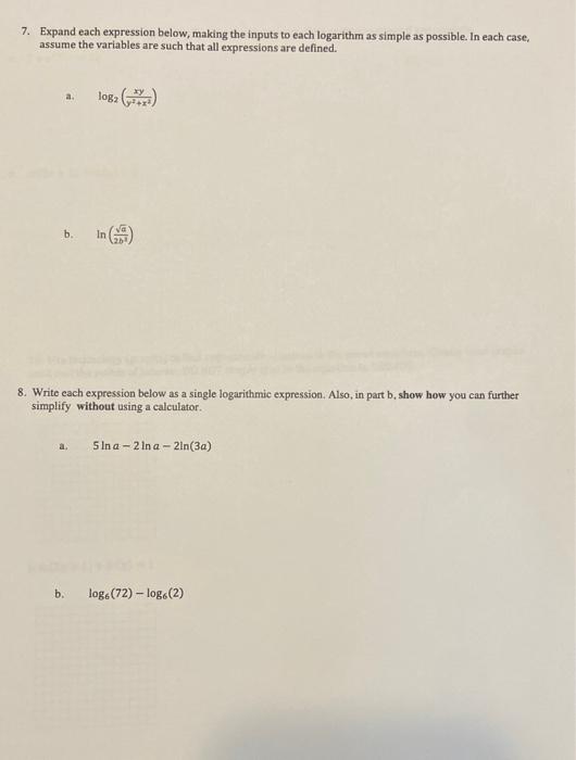 Solved 7. Expand each expression below, making the inputs to | Chegg.com