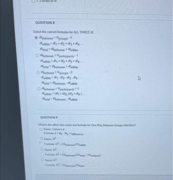 Solved Select the correct formulas for ALL THREE df. d | Chegg.com